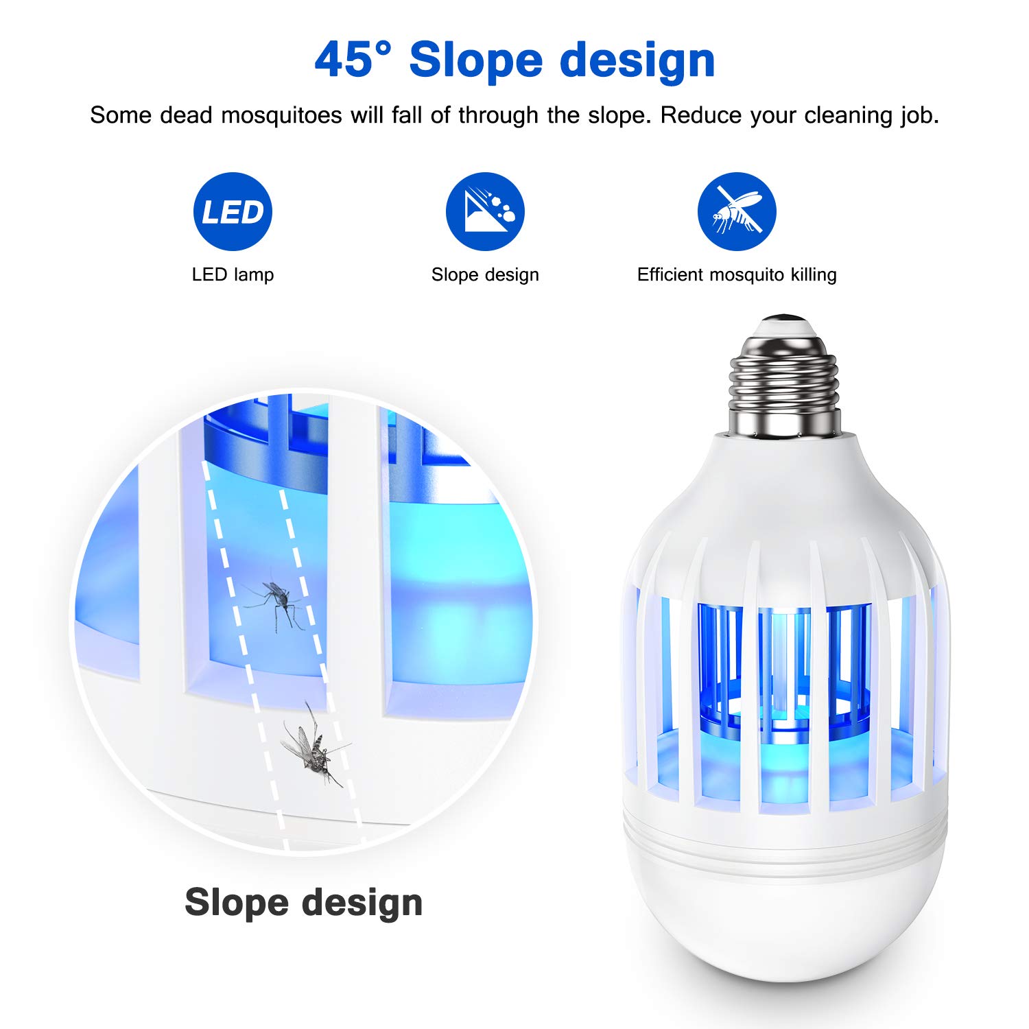 Forhimn Bug Zapper Light Bulb, 2 in 1 Mosquitoes Killer Lamp Led Electronic Insect & Fly Killer, Porch Light for Entryway, Doorway, Corridor, Balcony and Patio (White)