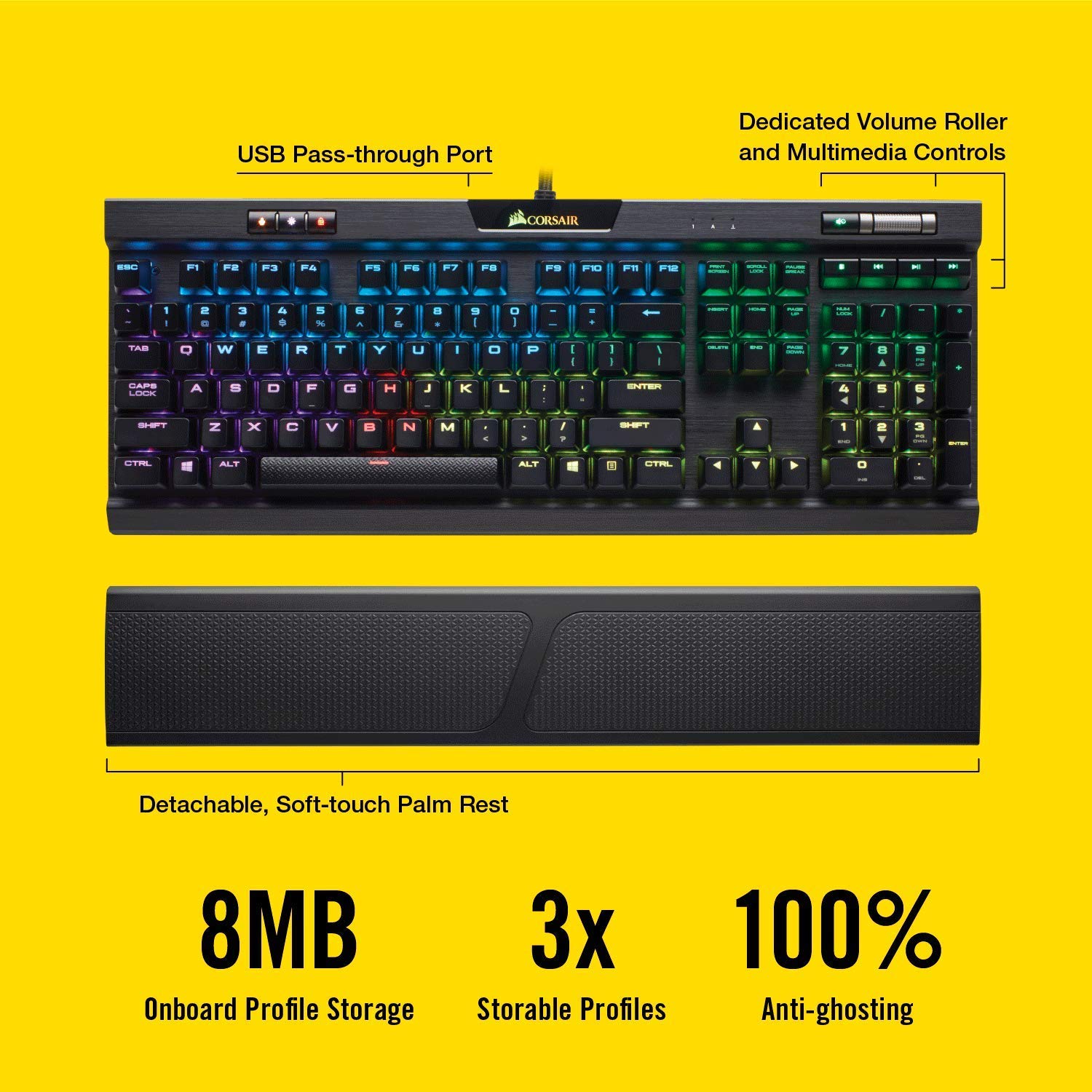 Corsair K70 RGB MK.2 Mechanical Gaming Keyboard — CHERRY® MX Red (Renewed)