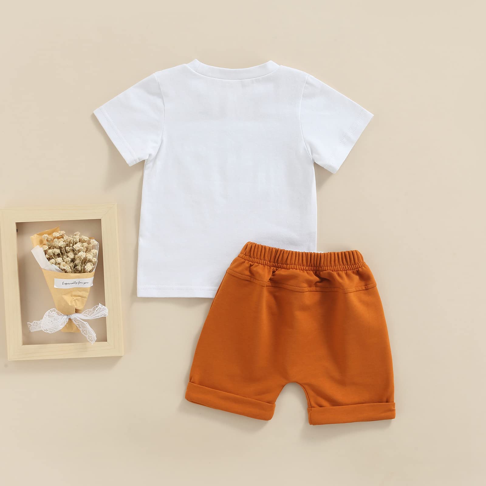 Newborn Baby Boy Clothes Summer Short Sleeve T-shirt Tops Solid Color Shorts 3 6 9 12 18 Months Boy Casual Outfits (Bro White, 18-24 Months)