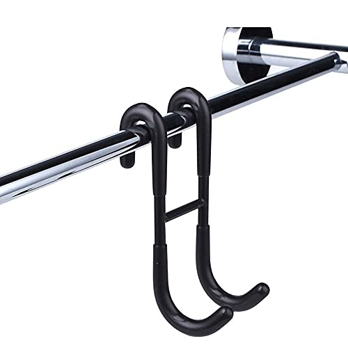 GOOFFY Door Metal Hooks for Hanging 2 Pieces of Plastic-Dipped S Hook, Multi-Purpose Double Hook, Free Perforated Glass Door Back Hook, School Bag Hook Hanger