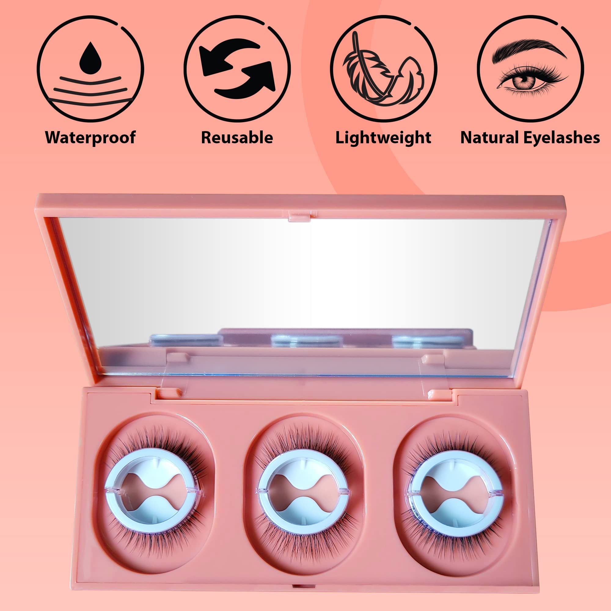 God Fairy Lahes Reusable self adhesive eyelashes 3 Pairs in 1 Pack with Mascara, False eyelashes,Natural look Easy to Apply, Waterproof false eyelashes