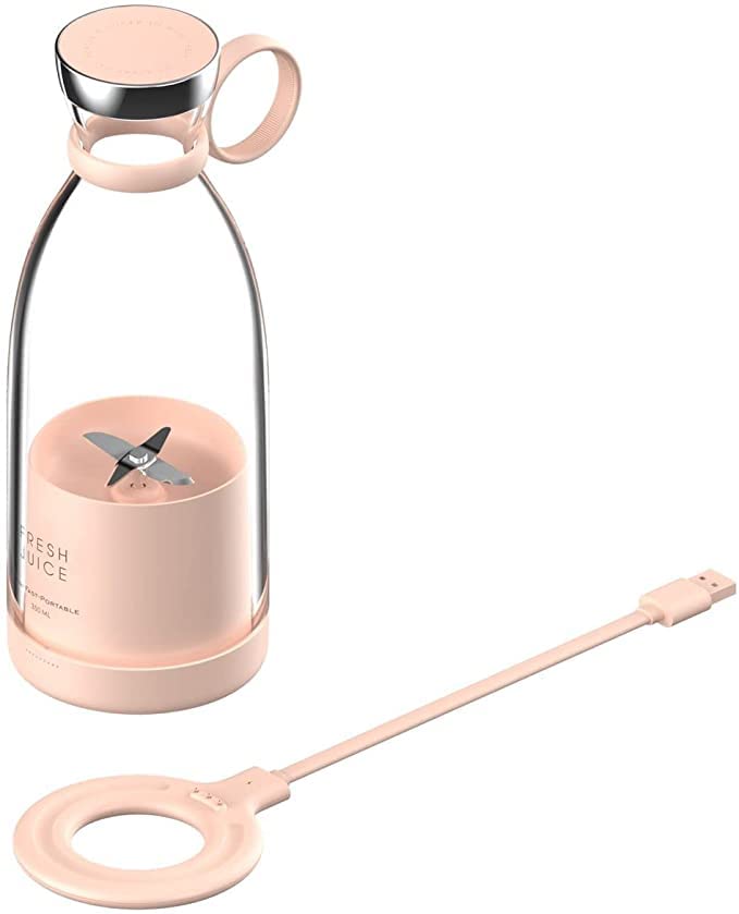Fresh Juice Portable Blender Smoothie Personal Size Blender, Portable Blender, Battery Powered USB Blender (Pink)