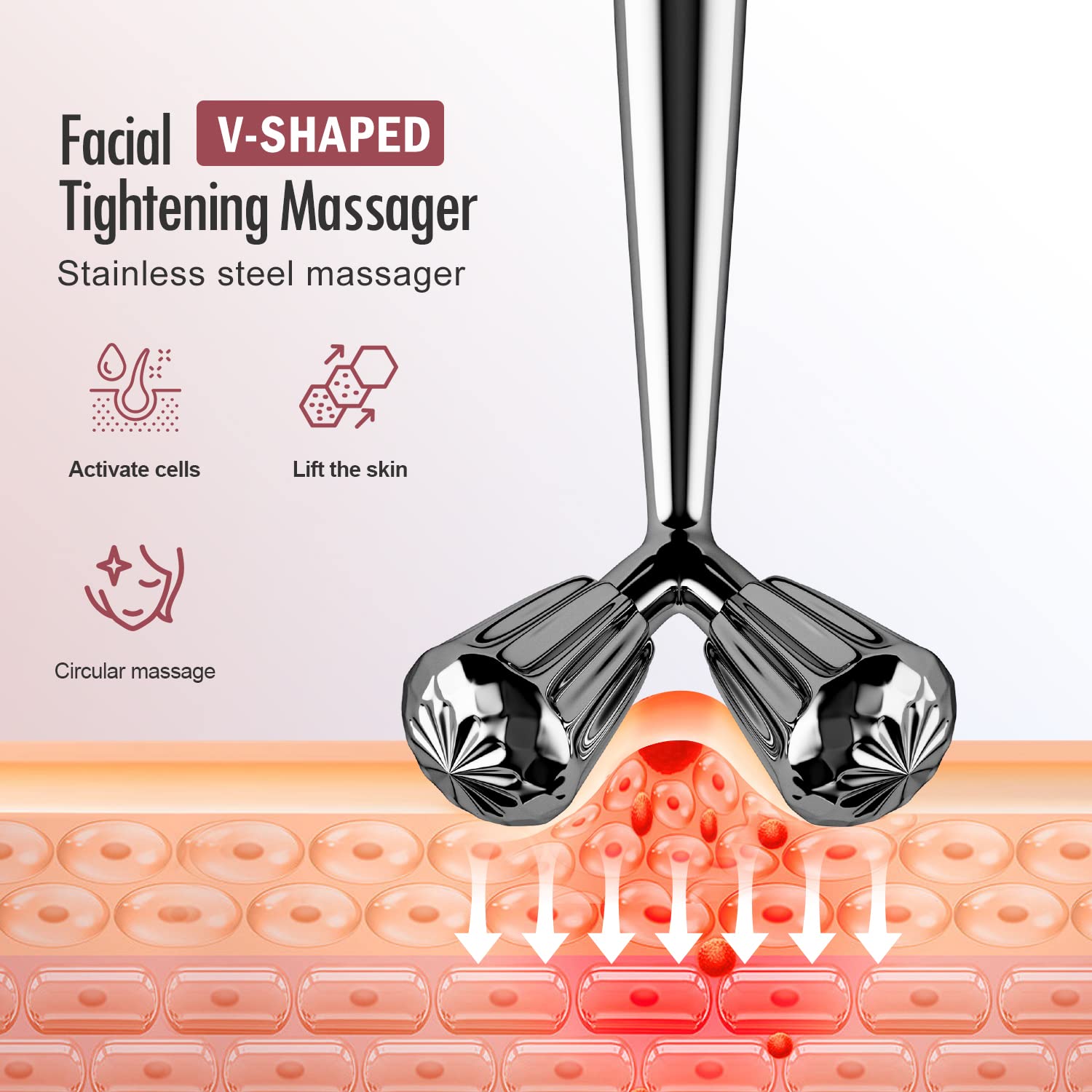 Face Massager Roller Metal Face Roller 3D Facial Roller and Gua Sha Massage Tool Kit Cooling Beauty Skin Roller for Face, Eye, Neck, Body Skin Care Tools Gift Sets for Women