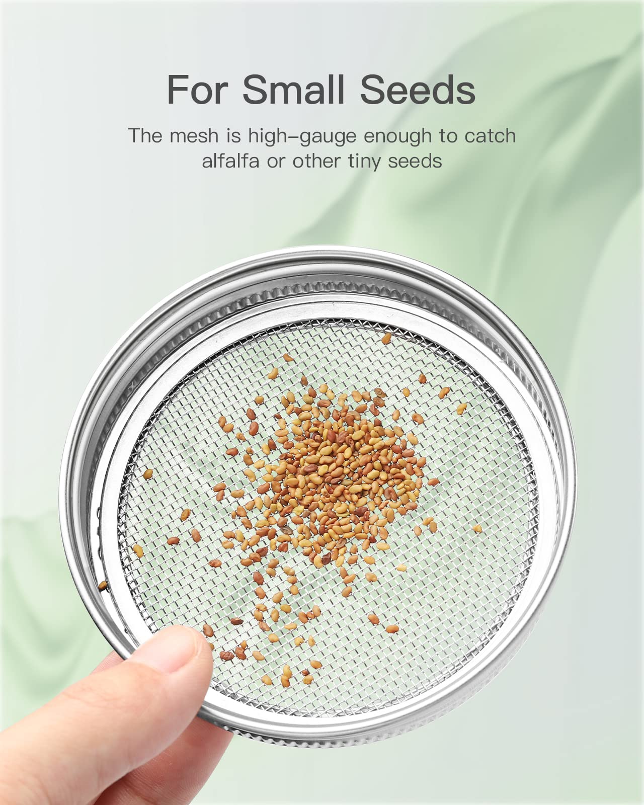 FEBFLO 12 Pack Sprouting Lids, 316 Stainless Steel Screen Lid for 86mm Wide Mouth Mason Jar, Mesh Bean Sprout Sieve Lids, Home Use Alfalfa, Broccoli,Lentil. QurHapzy (12 lids)