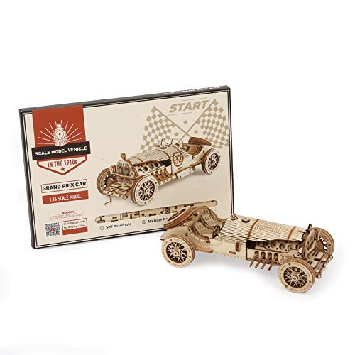 ROBOTIME Model Car Kits - Wooden 3D Puzzles - Model Cars to Build for Adults 1:16 Scale Model Grand Prix Car