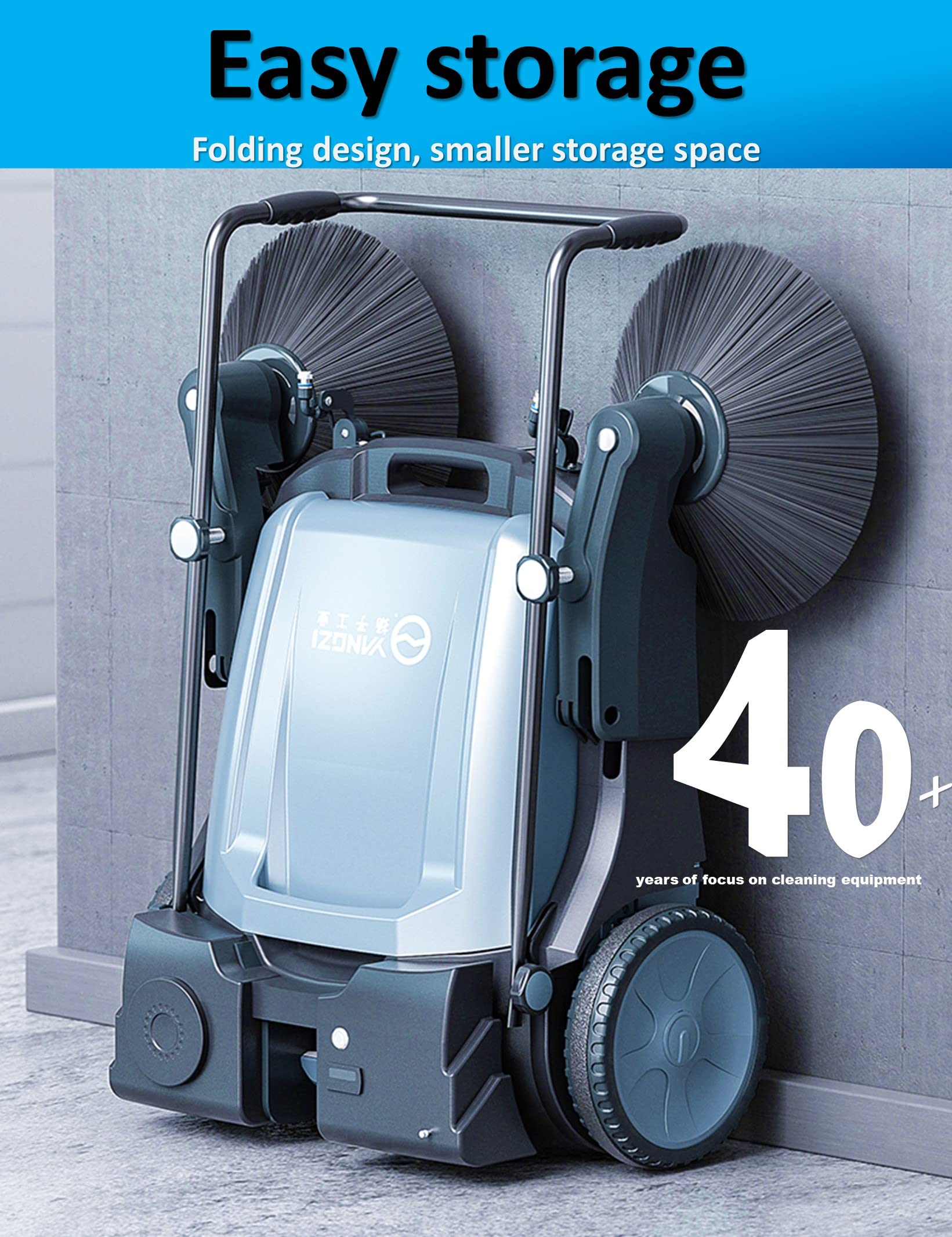 Industrial Sweeper,Floor Sweeper Manual,Street Sweeper,Just Walk and Push - 14.5 Gallon Capacity, 40.1" Sweeping Width, Sweeps 41500 Square Feet/Hour,for Shop/Workshop/Farm/Warehouse/Road (55)