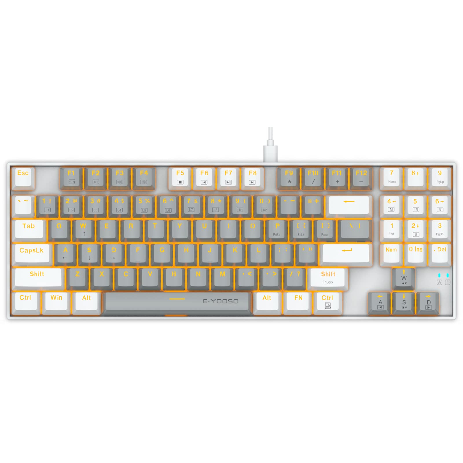 DEANEEK Mechanical Keyboard 89 Keys LED Backlight Tenkeyless W/Nampad Gaming Keyboard, USB Wired Computer Keyboard with TKL Tenkeyless Hot-Swappable Ultra-Slim Anti Ghosting Z-13GW (Red Switch)