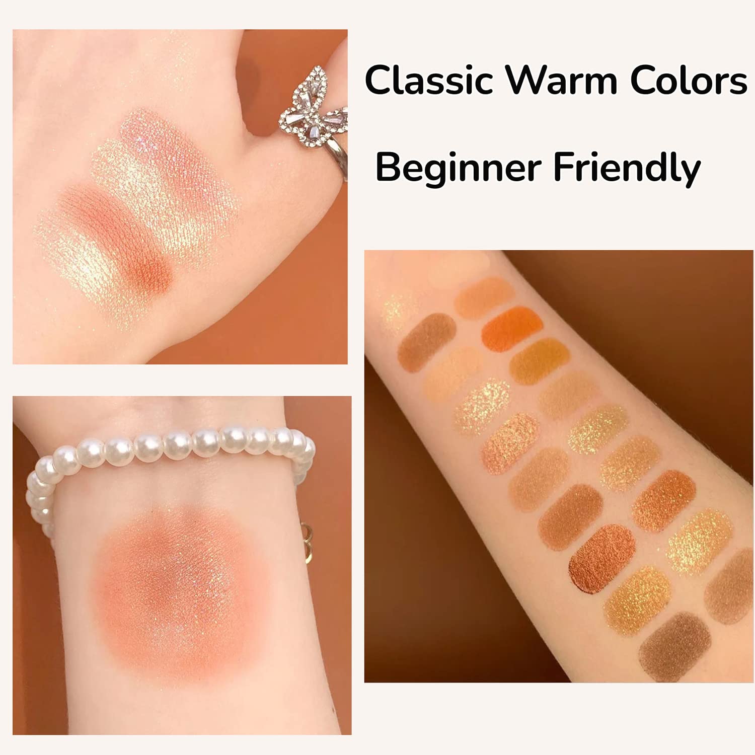 EYDEVRO 20 Colors Eyeshadow Palette Makeup Shimmer Matte and Glitter Eye Shadow Korean Makeup Palette, High Pigmented Shades, Pressed Pearls Cream Texture Eyeshadow