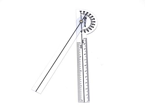 Goniometer Transparent Orthopedic Angle Ruler Plastic Goniometer 360 Degree for Body Measuring Tape Goniometer Protractor Ruler (Economy Gonio 6 Inch)