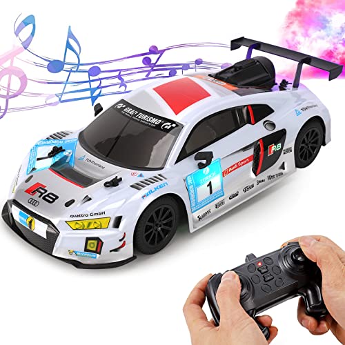 Liberty Imports Remote Control Car, RC Cars for Kids, R/C Audi R8 LMS GT3 1:14 Officially Licensed - 2.4GHZ Light Up Race Car Toy with Steam Jet Exhaust, Led Lights, and Sounds