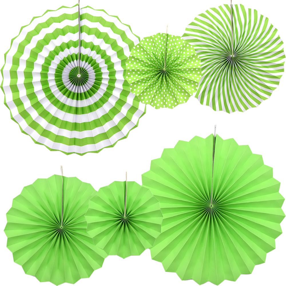 GOSHUN 6 Pieces Hanging Paper Fans Paper Fans Decoration for Wedding Retirement Graduation Birthday Party Engagement Bridal Party Hangings Decorations(UZS/Green)