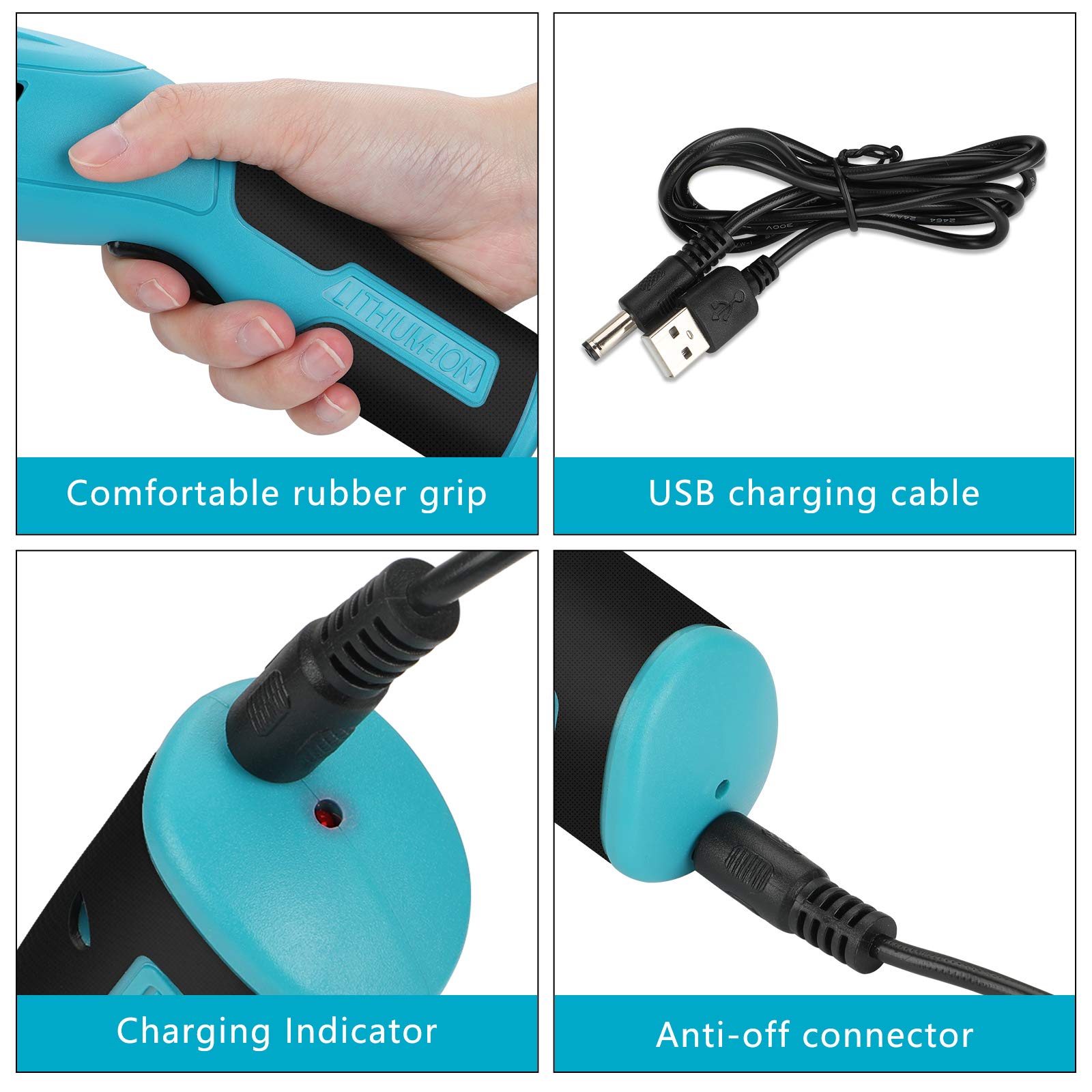 Electric Scissors Cordless, POWERGIANT Electric Scissors for Cutting Fabric, Cardboard, Crystal Plate, Cloth, Leather, Carpet, Paper- Electric Shears Cutting Tools/Cutter with 2 Extra Blades (Blue)