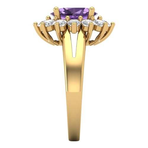 Clara Pucci 2.72ct oval cut simulated alexandrite 14k yellow gold engraving anniversary engagement wedding halo ring size 10 us