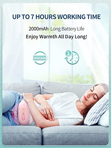 Slimpal Heating Pad for Cramps, Portable USB Cordless Heating Pad with Massager for Back Pain Relief, FSA HSA Eligible Heat Belt Gifts for Women Pink
