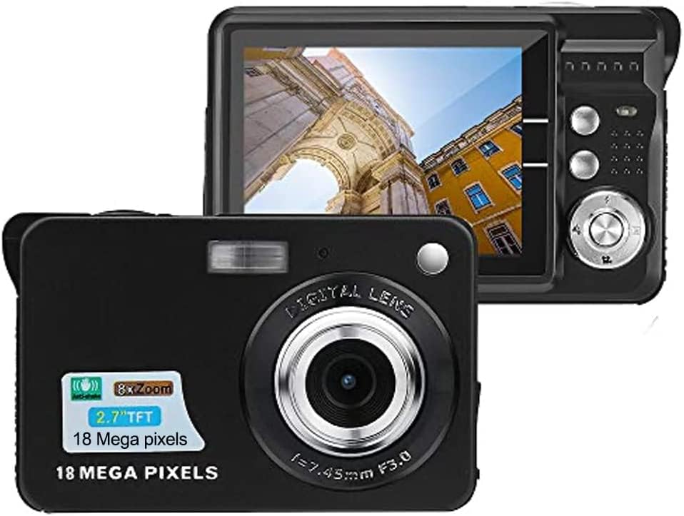 eDealz 18MP Megapixel Digital Camera with 2.7" LCD Screen, Rechargeable Battery, HD Photo and Video for Indoor, Outdoor Photography for Adults, Kids (Black)