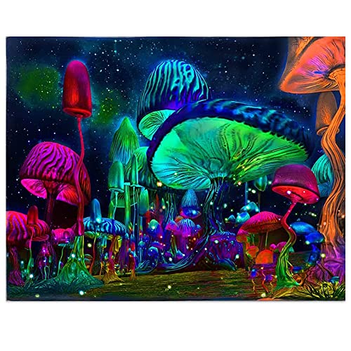 OFRKE DIY Paint by Number for Adults Beginner, Painting by Numbers Kits for Adults ,Paint Kits Canvas Gifts Arts Crafts for Home Decor Colorful Dream Mushroom Flower 16"x20"
