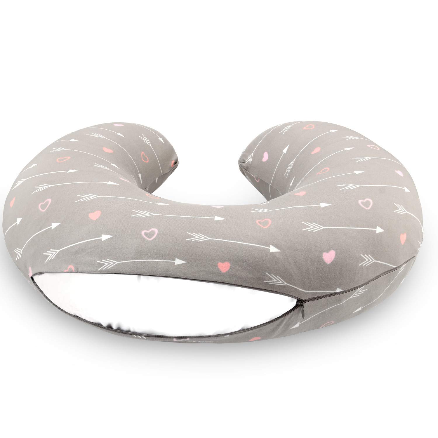 COSMOPLUS Stretchy Nursing Pillow Covers 2 Pack Slipcovers for Breastfeeding Moms,Ultra Soft Snug Fits On Infant ,Heart Pattern