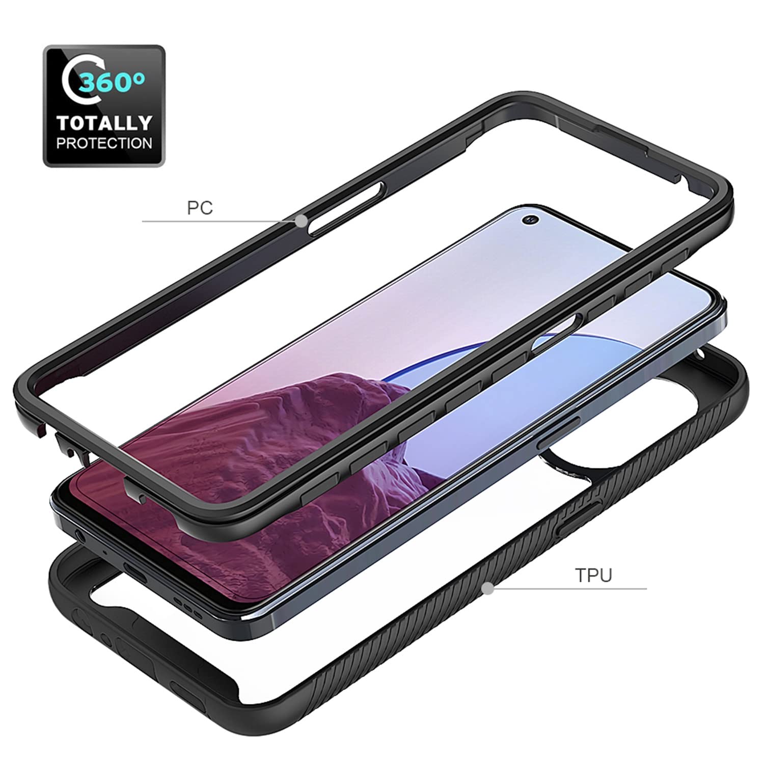 DAMONDY for OnePlus Nord N20 Phone Case, OnePlus Nord N20 5G Case,360 Full Body Protection Rugged Clear Shockproof Case Protective Cover Fit for OnePlus Nord N20 5G -Sky Blue