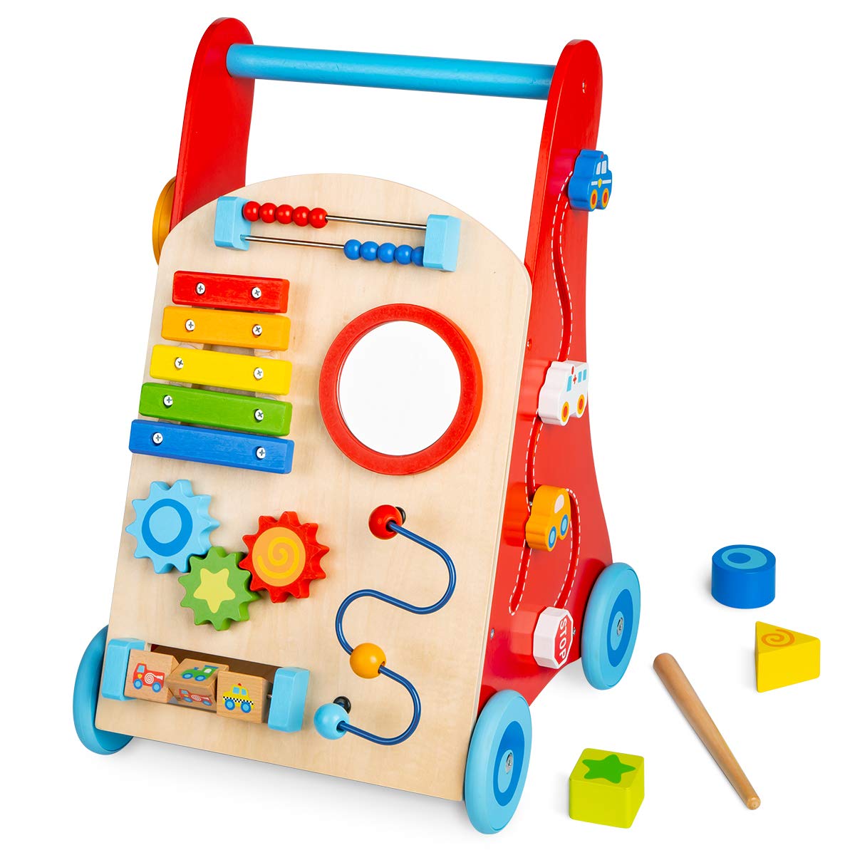 cossy Wooden Baby Walker Toddler Toys for 18 Months and up, Push Toy Learning Walking Toys (UPDATED VERSION)