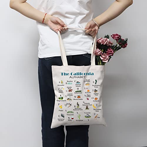MNIGIU California Canvas Tote Bag California State Gift California Eco Tote Bag Reusable Bag Welcome Bag (Shopping Bag)