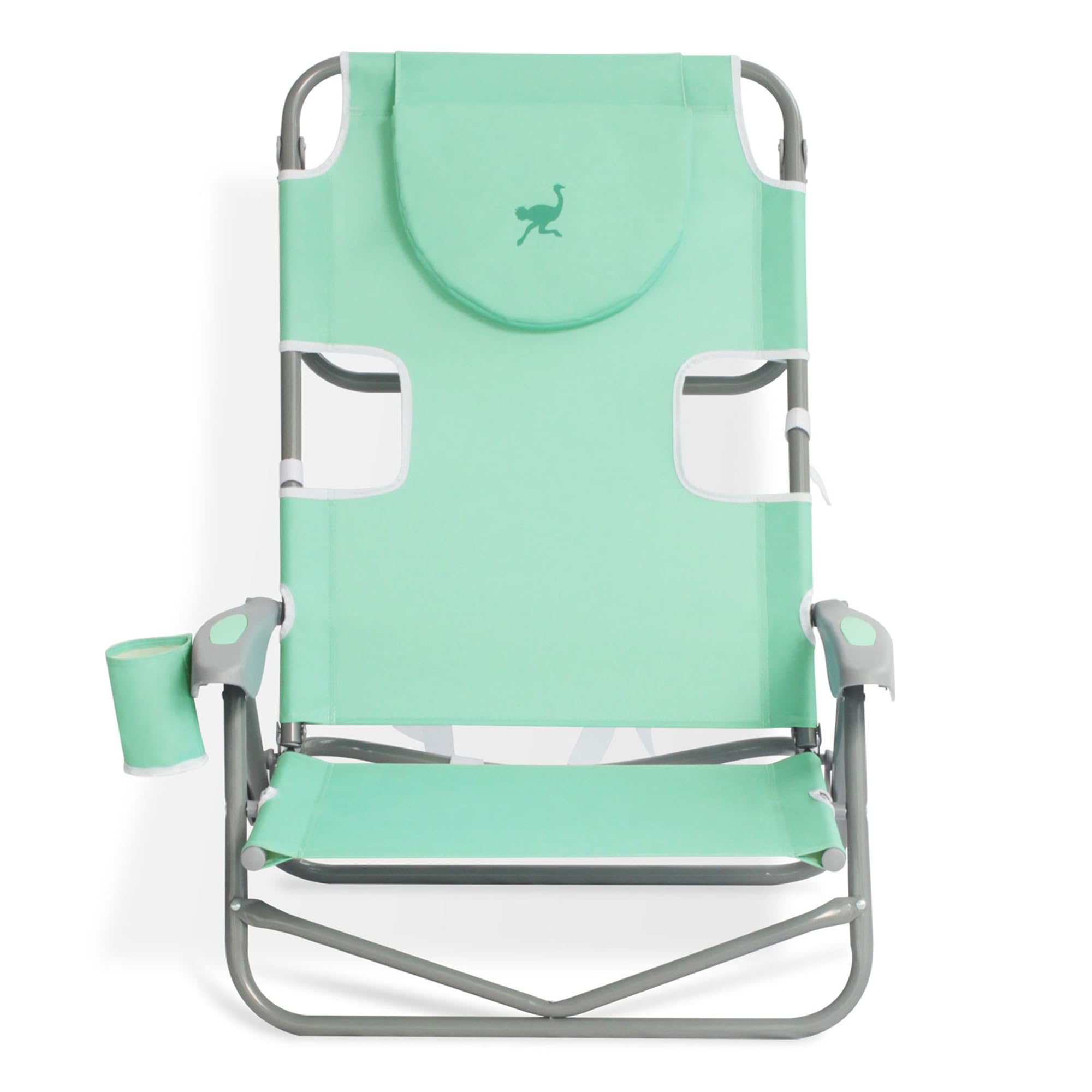 Ostrich On Your Back Backpack Beach Chair with Face Hole - Adjustable, Portable Lounge Chair with Cup Holder, Face Opening - Heavy Duty, Lay Flat Tanning Chair for Face Down Reading For Adults (Teal)