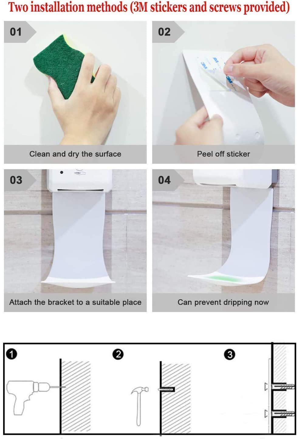 Drip Tray for Wall mounted Soap Dispenser, Prevent Dripping and Spraying, Dispenser Stand,Soap Dispenser Bracket, Soap dispenser water tray,Soap Dispenser Drip Tray,Detergent cup holder(Color : White)