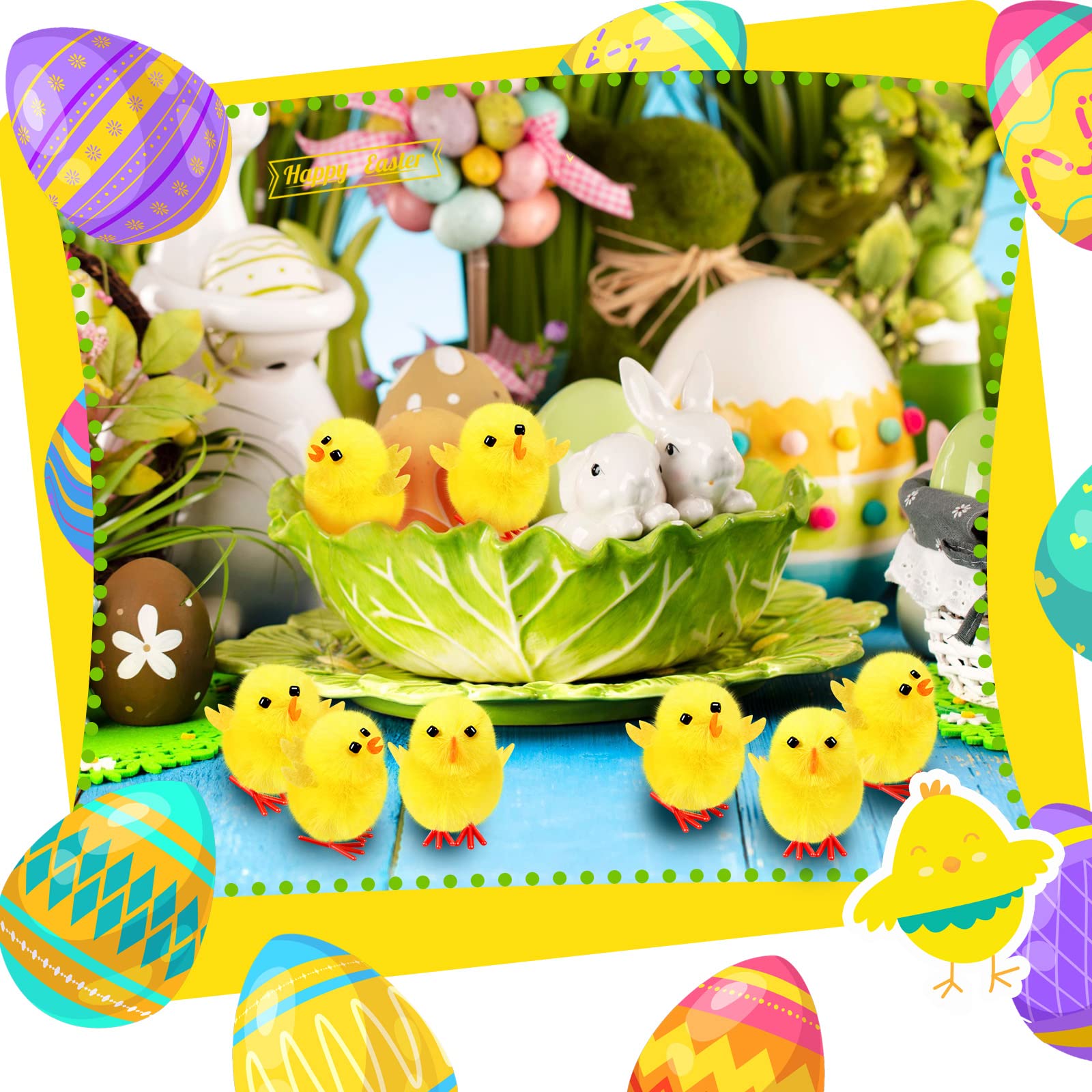 Deekin 100 Pcs Easter Realistic Plush Little Chick Figurine Bulk Fluffy Mini Baby Chicks Fuzzy Easter Chicks Decor for Boys Girls Toy Easter Party Table Decorations Favors, 1.57 Inch