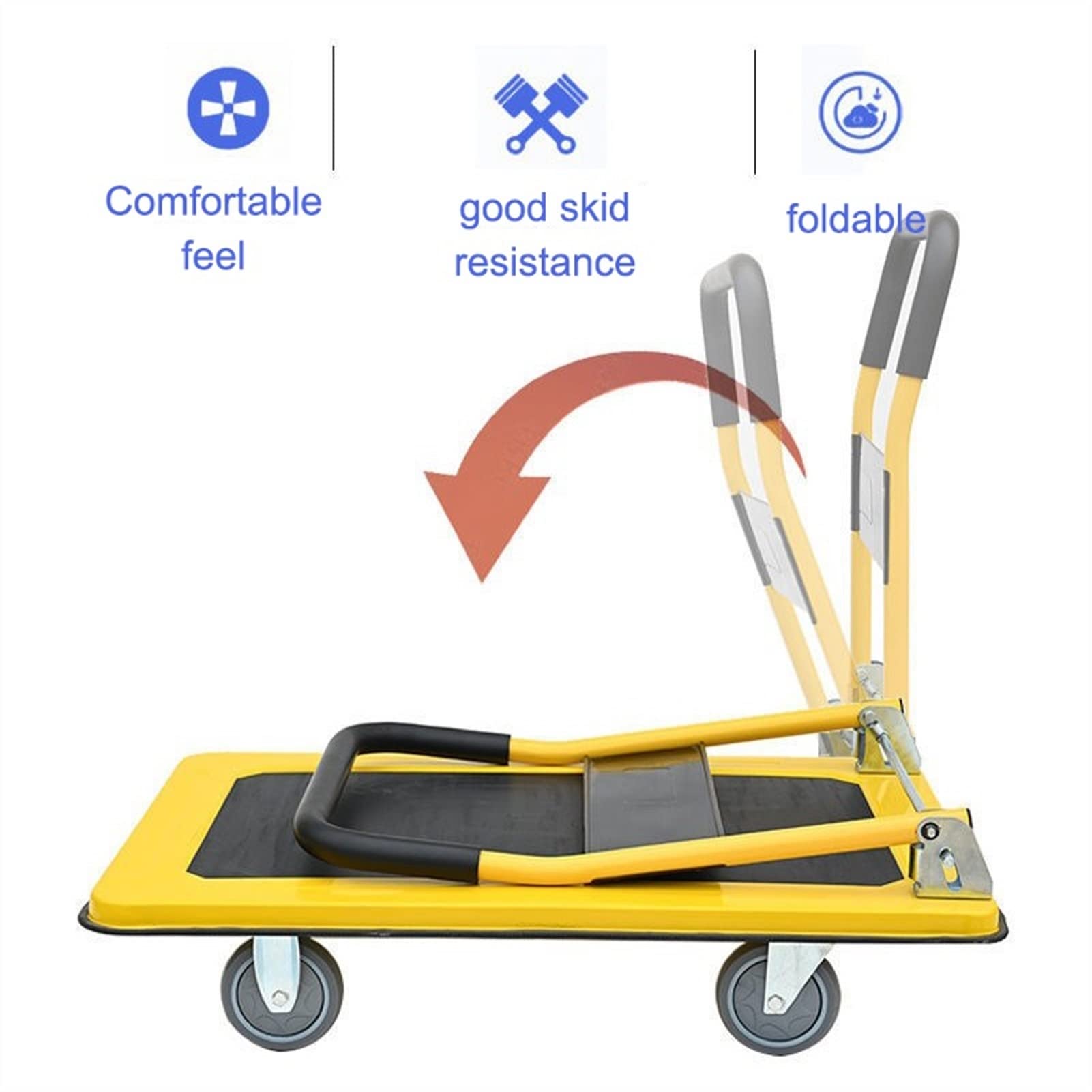 Generic Foldable Hand cart with Anti-Slip Coating, Convertible Hand Truck with Steel Bracket, Foldable 90° Handle, with castors, Load Capacity 400 kg (Color : Green, Size : 77 * 50cm)