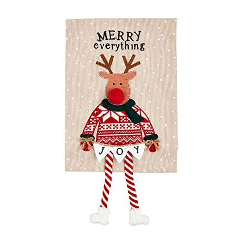 Mud Pie Reindeer Christmas Dangle Leg Towel, 26" x 16 1/2", Small