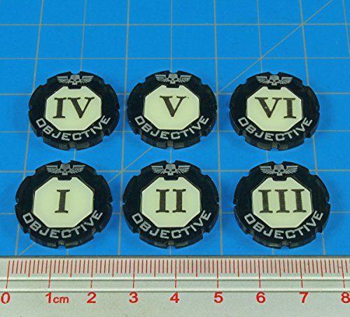 LITKO WHv8: Premium 2-Tone, Objective Token Set, Numbered 1-6 (6)