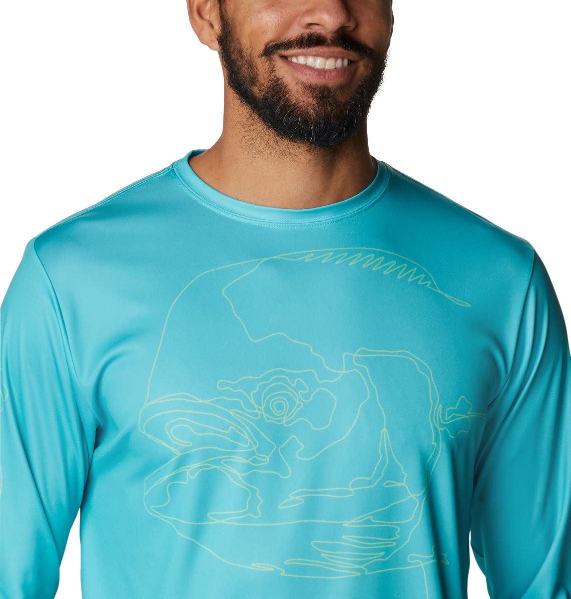 Columbia Men's Terminal Tackle PFG Running Line Long Sleeve, Sage/Light Lime Trout, Large