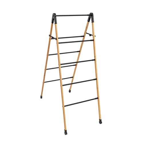 Household Essentials Bamboo V-Shaped Folding Clothes Drying Rack, Compact Upscale Laundry Rack with 8 Dowels