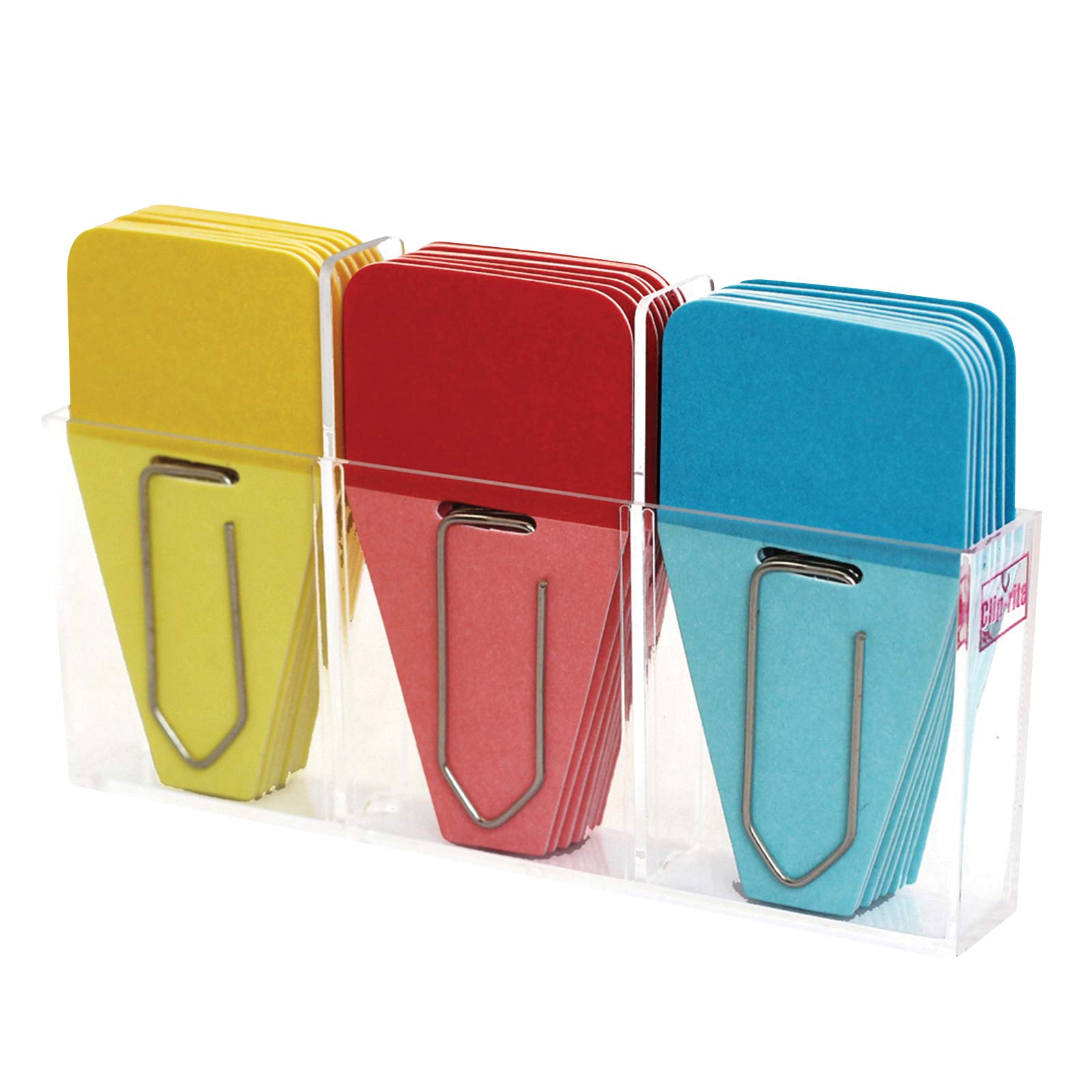 Clip-Rite Clip-Tabs, Solid, Red/Blue/Yellow, 24 Per Pack, 6 Packs