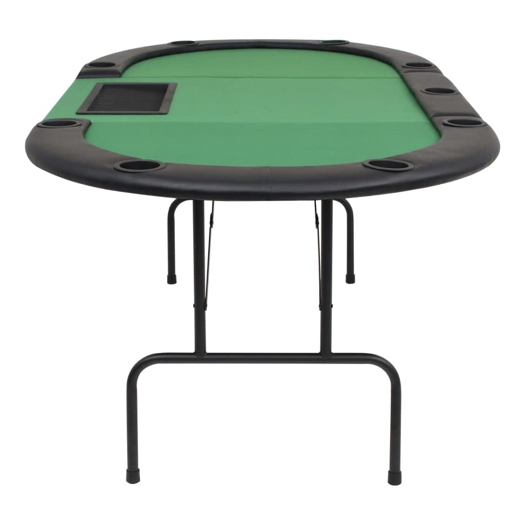 GOLINPEILO Oval Folding 9-Player Games Poker Play Table with Chip Cup Holder Card Game Table Steel Base Casino Green 3 Fold 81.1" x 41.7" x 29.9"
