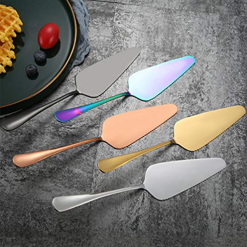 DOITOOL Colorful Pie Cake Server Knife, Wedding Cake Serving Set, Stainless Steel Cake Pie Pastry Servers, Simple Serrated Cake Shovel, Mirror finish& Onside with Fine Serrated
