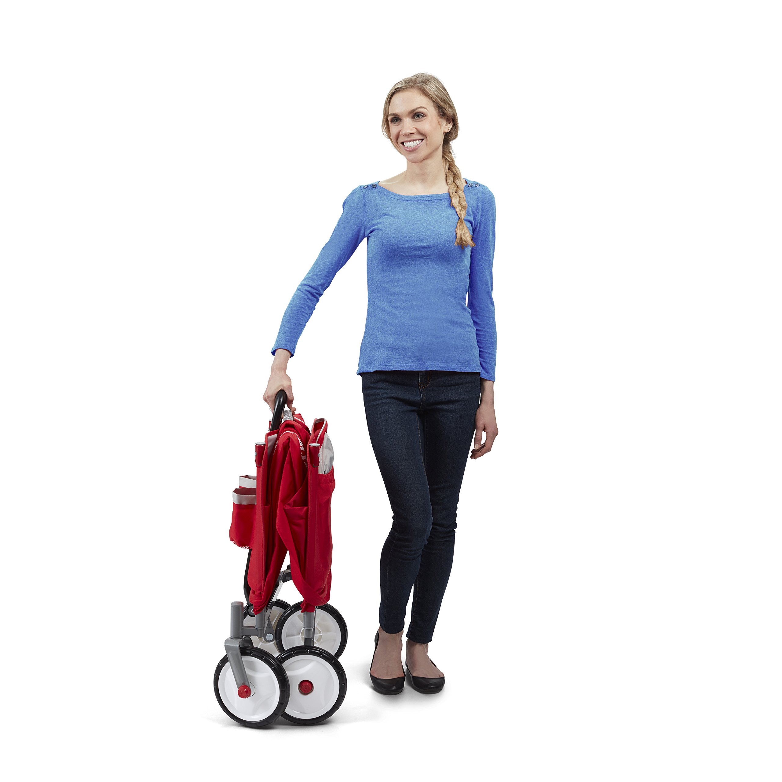 Radio Flyer 3957A EZ Wagon with Canopy, Folding Trolley for Kids, Garden and Cargo cart, Ages 1.5+, Red