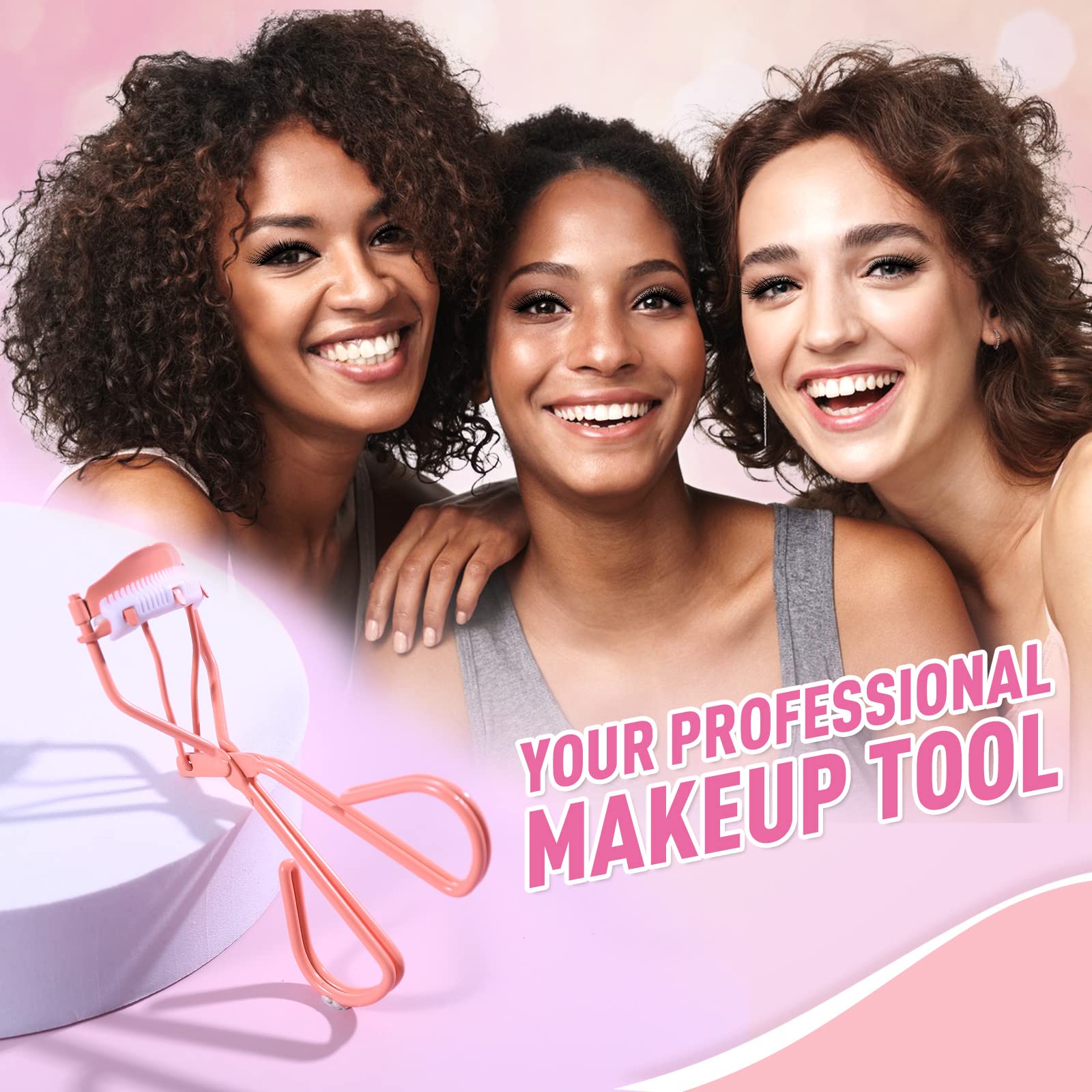 Eyelash Curlers with Comb, Pink Eyelash Curler with Built in Comb, Separated Eyelash Curler with Brush,Eye Lash Curler with Eyelash Curler Refills,Eyelashes Curler,The Professional Lash Tool