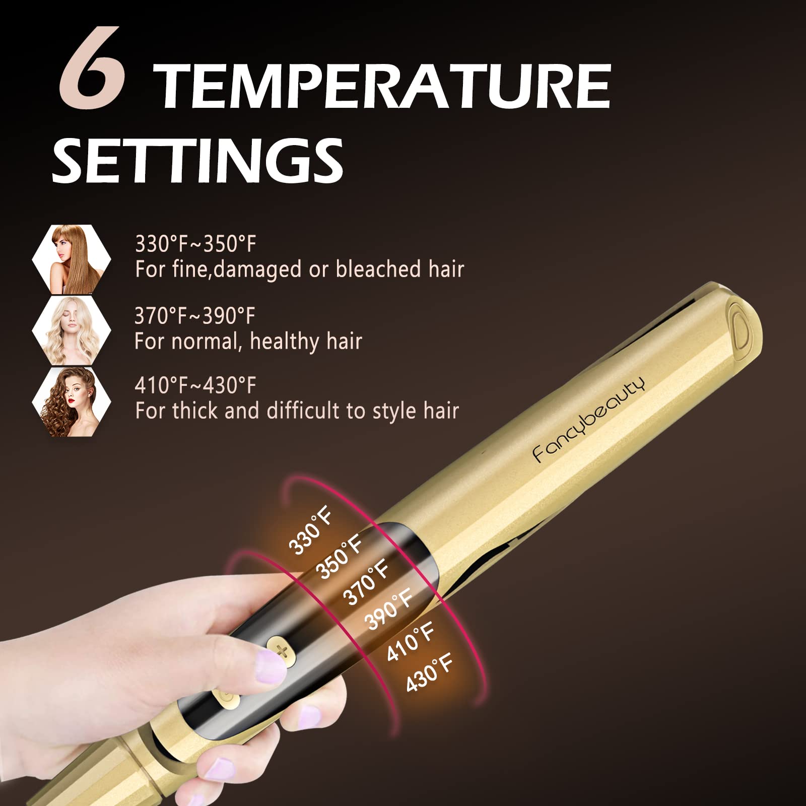 FANCYBEAUTY Curling Iron, Hair Straightener and Curler 2 in 1, Professional Negative Ion Flat Iron with Adjustable Temp for All Hair Types, 15s Instant Heating Hair Styling Tools