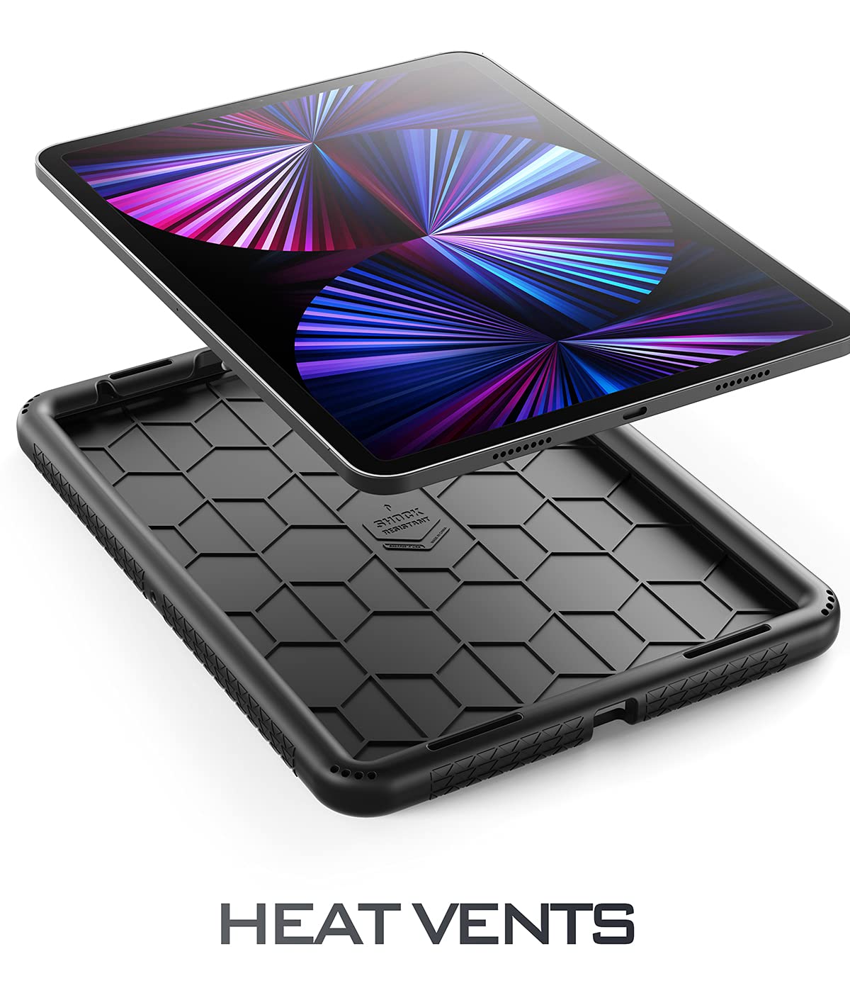 Poetic TurtleSkin Heavy Duty Case Designed for iPad Pro 11 Inch 4th Gen 2022 / 3rd Gen 2021 / 2nd Gen 2020 / 1st Gen 2018, Rugged Shockproof Drop Protection Kids Friendly Silicone Cover Case, Black