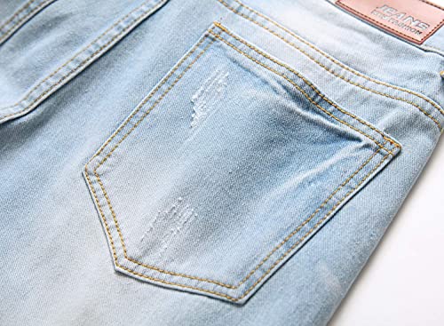 Liuhond Men's Ripped Distressed Destroyed Straight Fit Washed Denim Jeans Pants(3330Blue, 34)