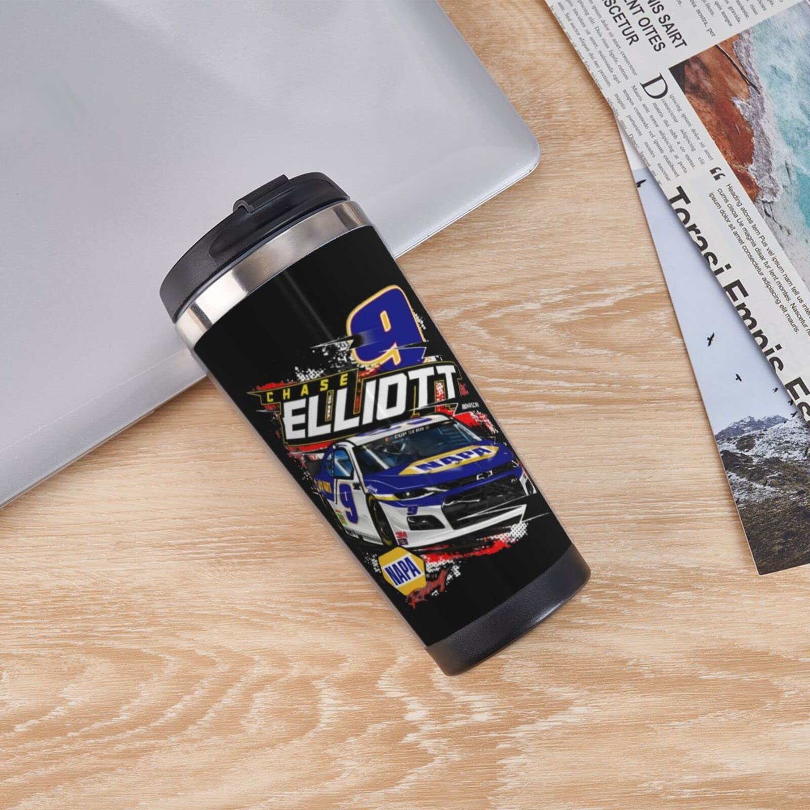 Chase Elliott 9 Portable Coffee Thermos Cup Stainless Steel With Lid Double Wall Insulation Travel Mug Reusable For Outdoor
