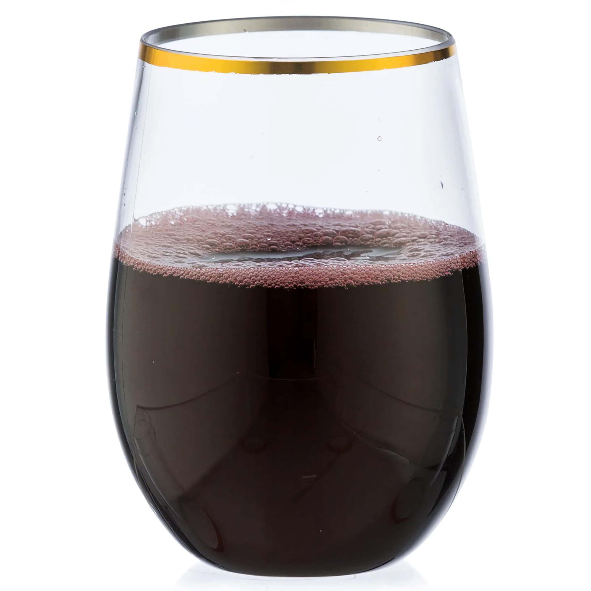 DecorLine Elegant Stemless Wine Goblets - 12 oz (Pack of 6) - Clear with Luxurious Gold Rim - Chic, Durable & Timeless Design - Perfect for Entertaining and Celebrations