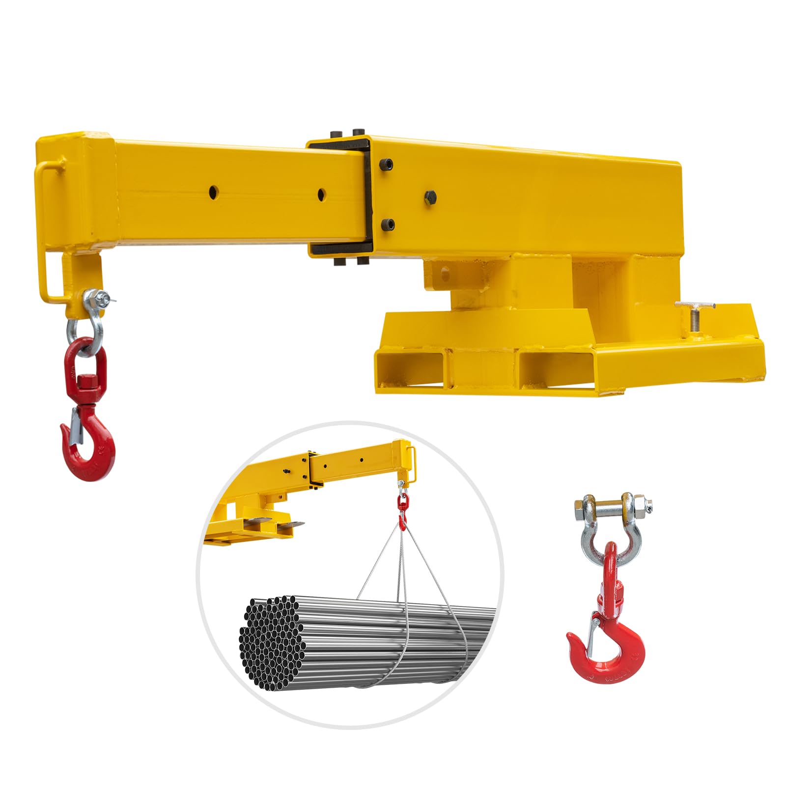 Garvee Forklift Jib Crane, Adjustable Forklift Mobile Crane Manual Telescopes 45"-78", 2.5T Capacity, Flexible Adjustment Holes, Ideal for Warehouse, Factories, Construction(5500 Lbs Lift Capacity)