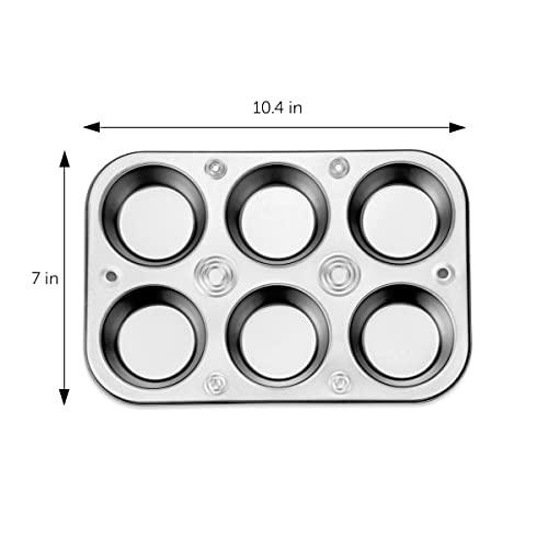 DecorRack 2 Pack Non-Stick Muffin Pans, 6-Cup, Bakeware for Baking Cupcakes (Pack of 2)
