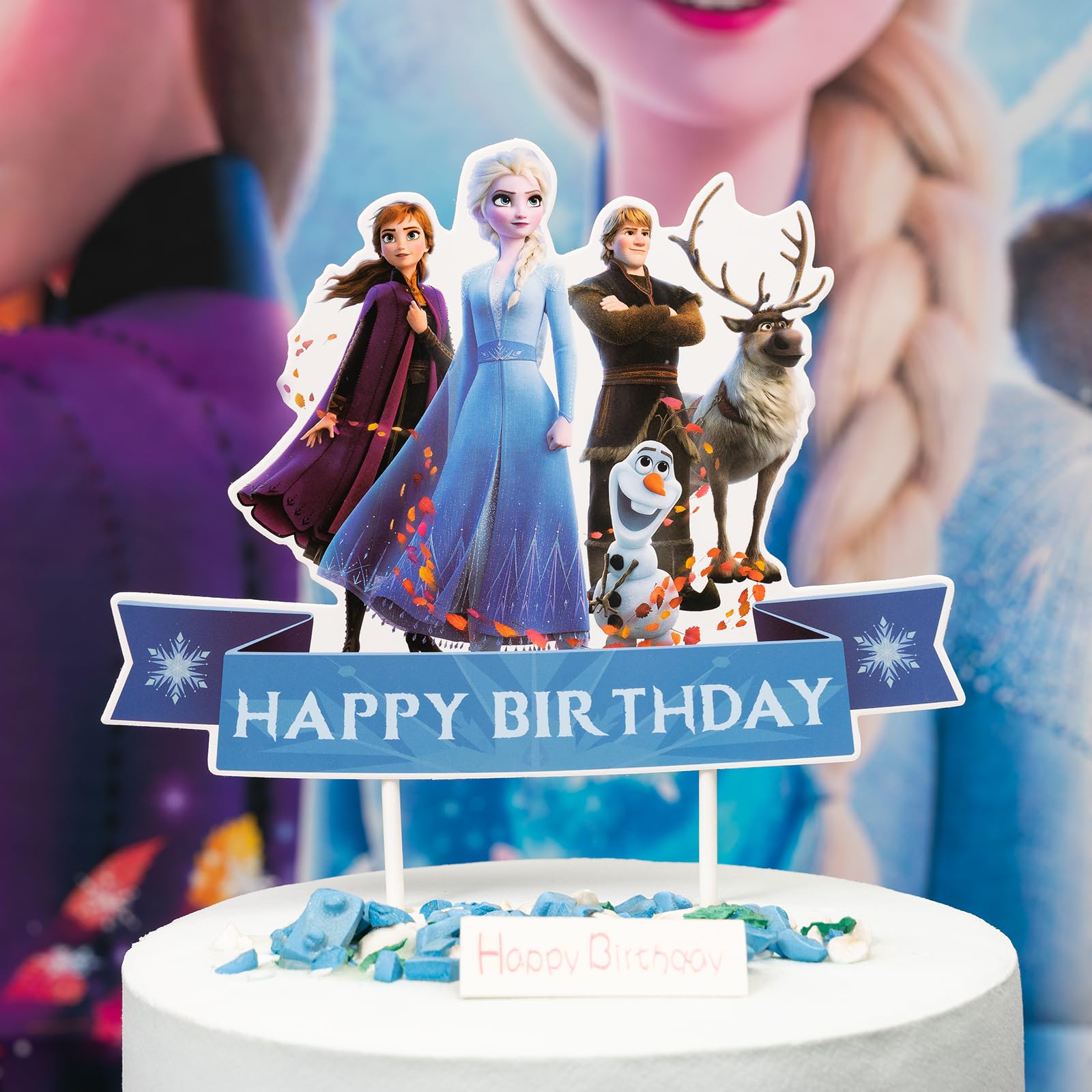 Frozen Birthday Party Supplies,191pcs Cartoon Theme Style Party Decorations Include Happy Birthday Banner,Backdrop,Plates,Tablecover,Cake Toppers