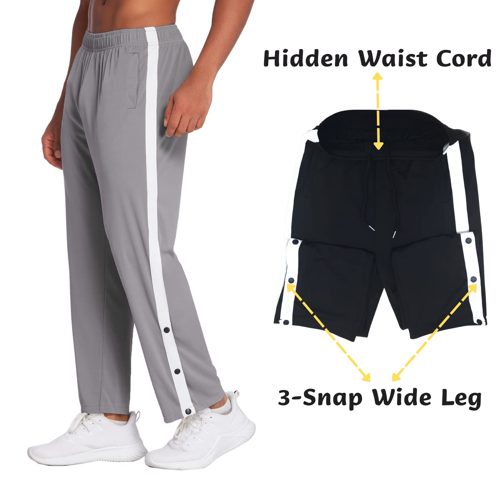 Deyeek Mens Wide Leg Sweat Pants Open Bottom Baggy Athletic Pants with Drawstring Lightweight Warm-Up Sweatpants Black