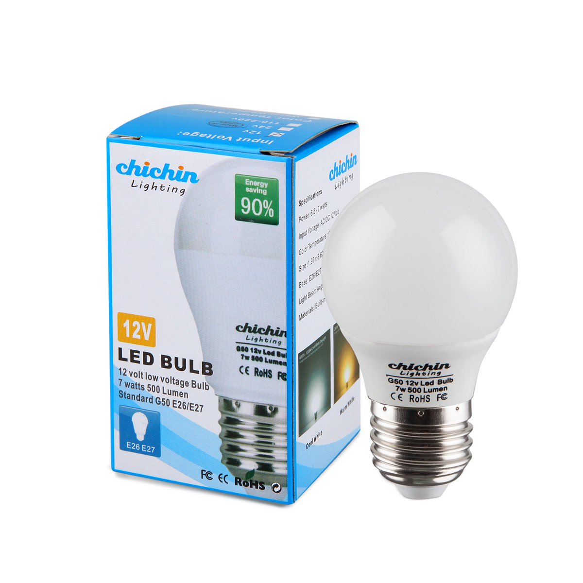 ChiChinLighting 12volt LED Bulb E26 E27 Standard Base 12vac 12vdc Off Grid Cabin RV Camper Trailer Solar Systems Warm White 2700k