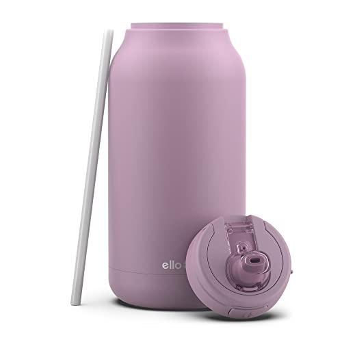 Ello Hydra 64oz Half Gallon Vacuum Insulated Stainless Steel Jug with Locking, Leak-Proof Lid and Soft Silicone Straw, Metal Reusable Water Bottle, Keeps Cold All Day, Mauve