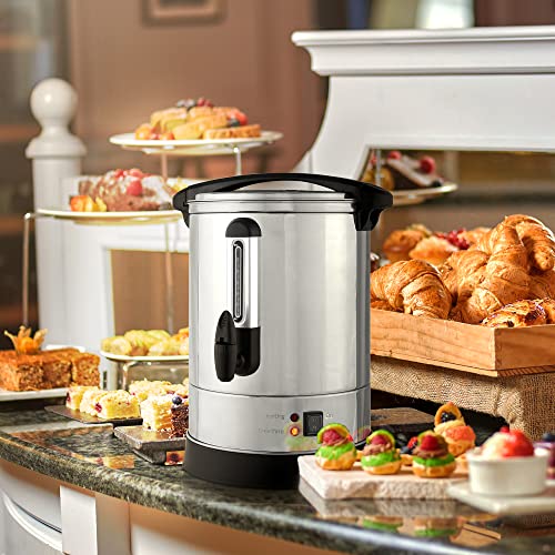 Zulay Premium 50 Cup Commercial Coffee Urn - Stainless Steel Large Coffee Dispenser For Quick Brewing - Automatic Hot Water Dispenser - Ideal for Large Crowds - Perfect for Any Occasion