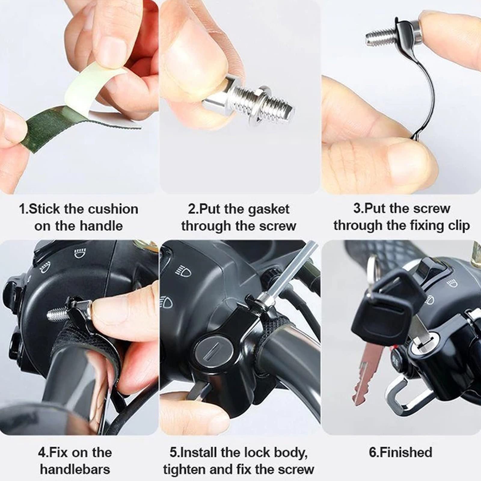 DFDGBD Lock Lock Lock Fixed Helmet Anti- Helmet Lock Multifunctional Head Fixed Bike Accessories Womens Mountain Bike 26 Inch (Black, One Size)